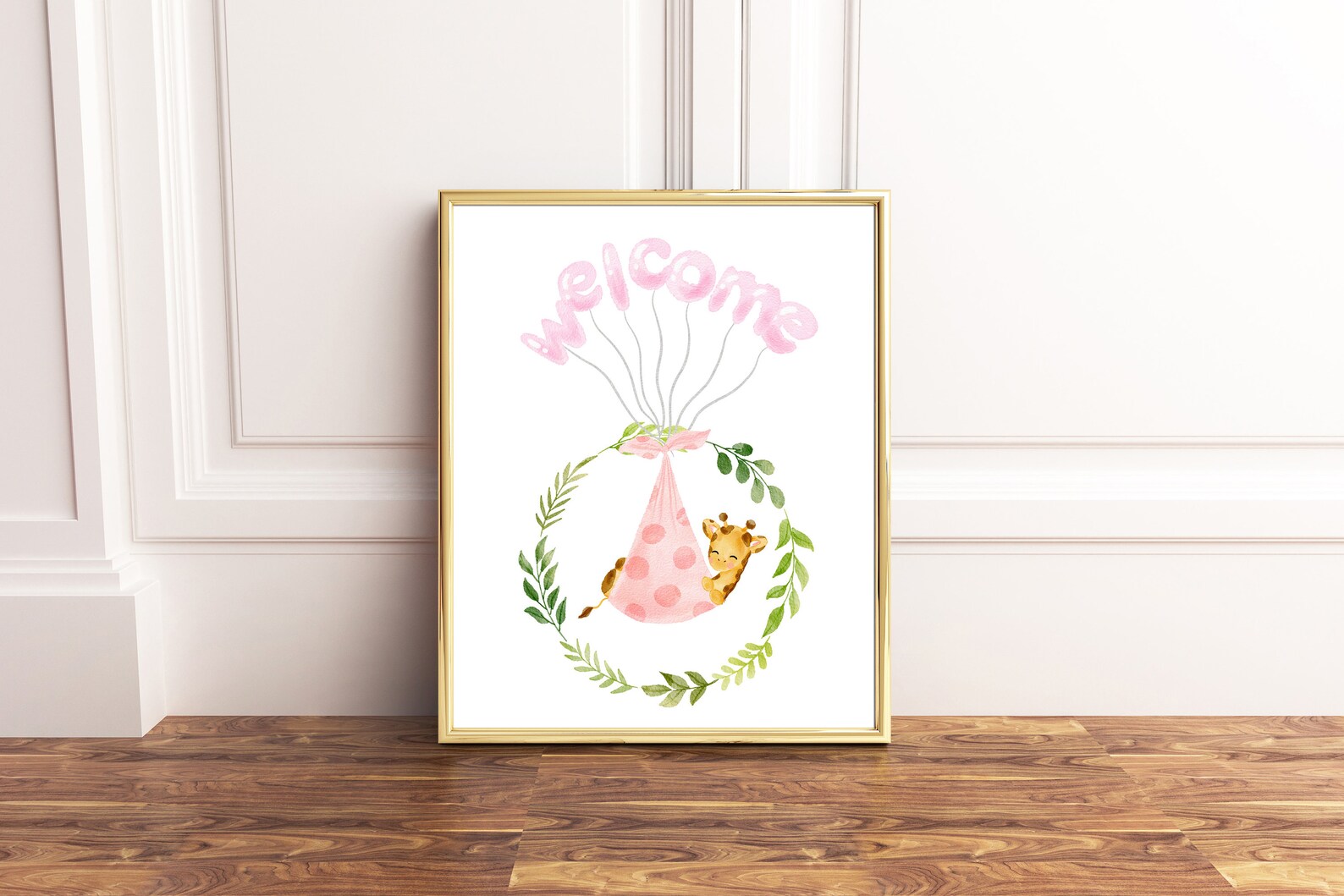 Welcome Baby Watercolor Clipart Baby Animal Nursery Pink - Etsy