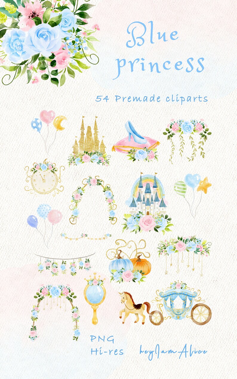 Princess and Prince Watercolour Clipart Fairy Tale Graphic - Etsy