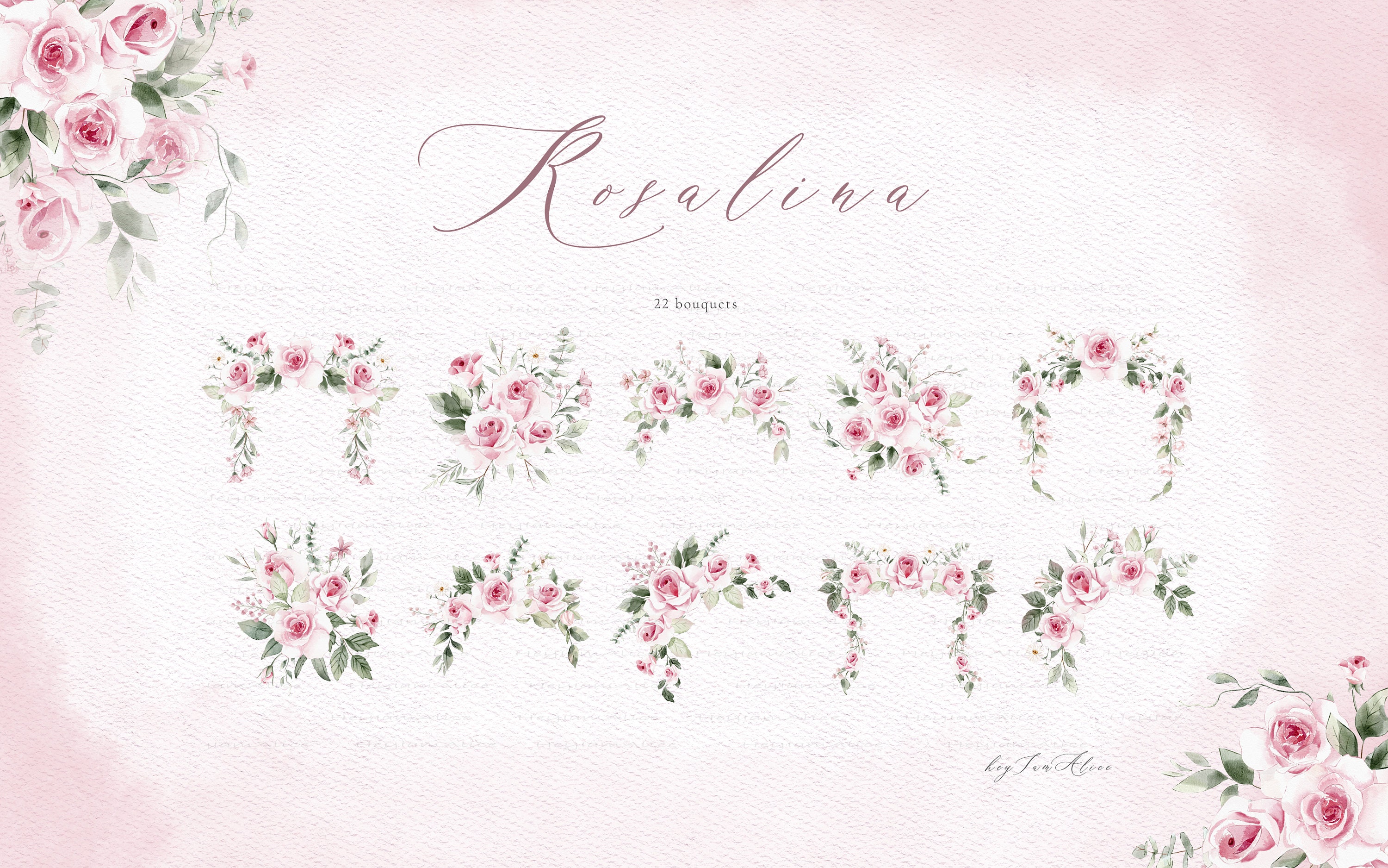 Pink ROSE Flower Watercolor Clipart, Soft Pink Floral PNG, Watercolor ...