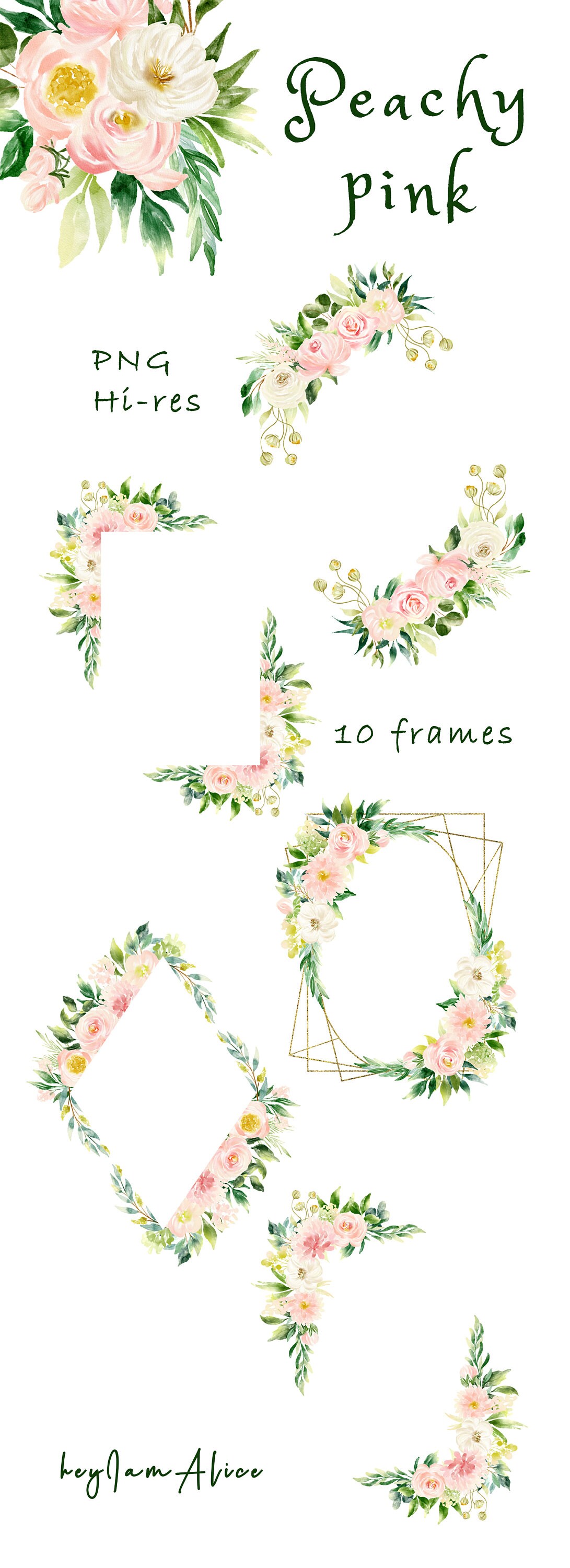 Peach pink watercolor flower clipart FREE COMMERCIAL use | Etsy