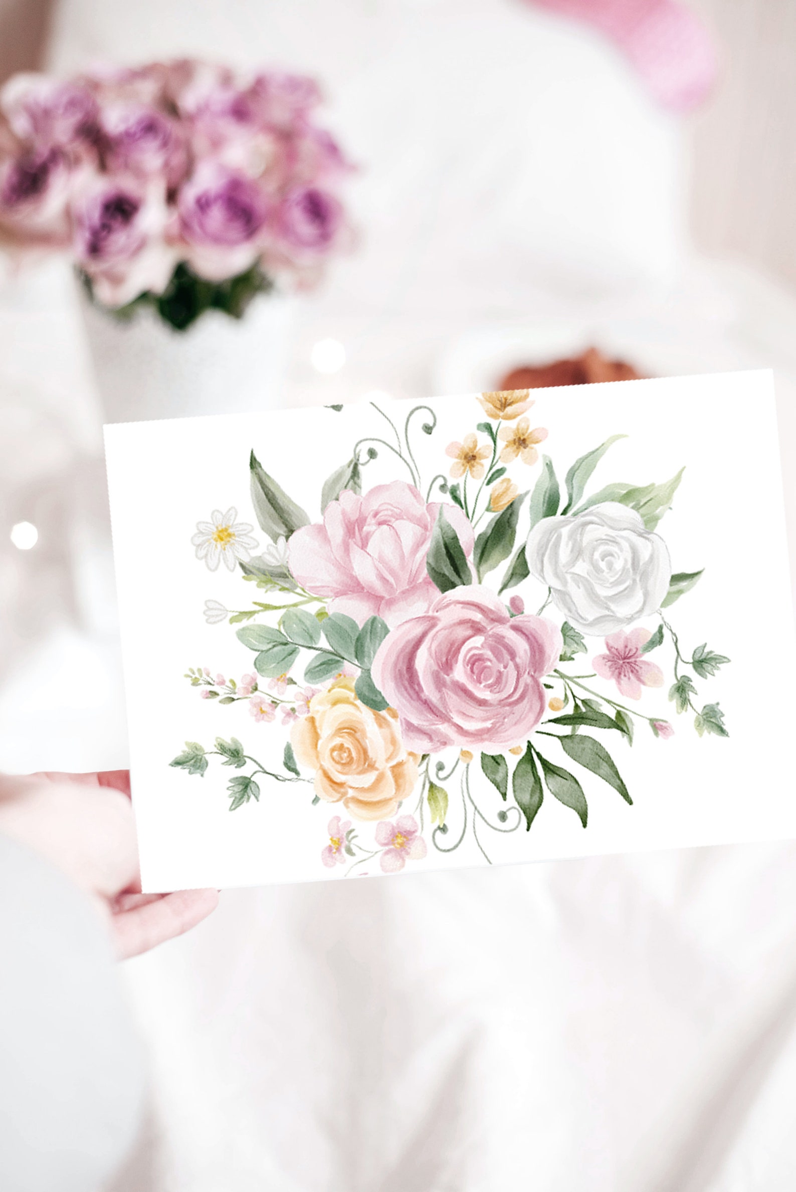 Pink Purple Flower Watercolor Clipart, Soft Pink Floral PNG, Wedding ...