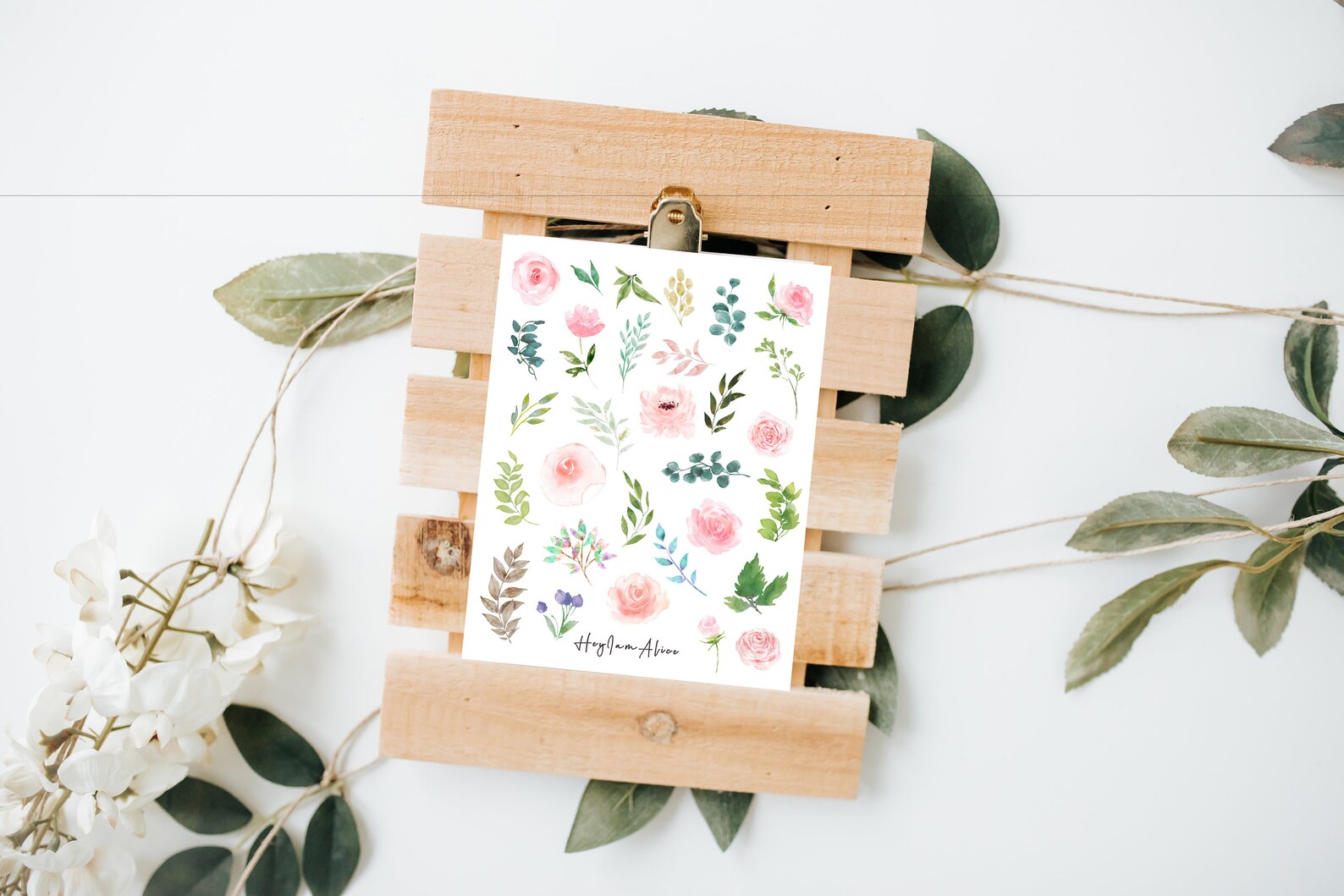 Pink Flower Digital Sticker PRINTABLE Sticker Sheet - Etsy