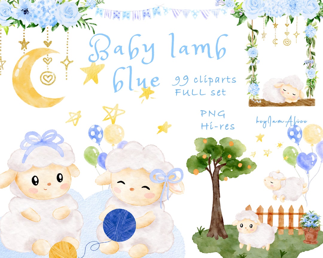 Baby Lamb Clipart, Watercolor Sheep PNG, Nursery Clipart, Baby Animal ...