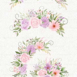 Pink Purple Flower Watercolor Clipart, Soft Pink Floral PNG, Wedding ...