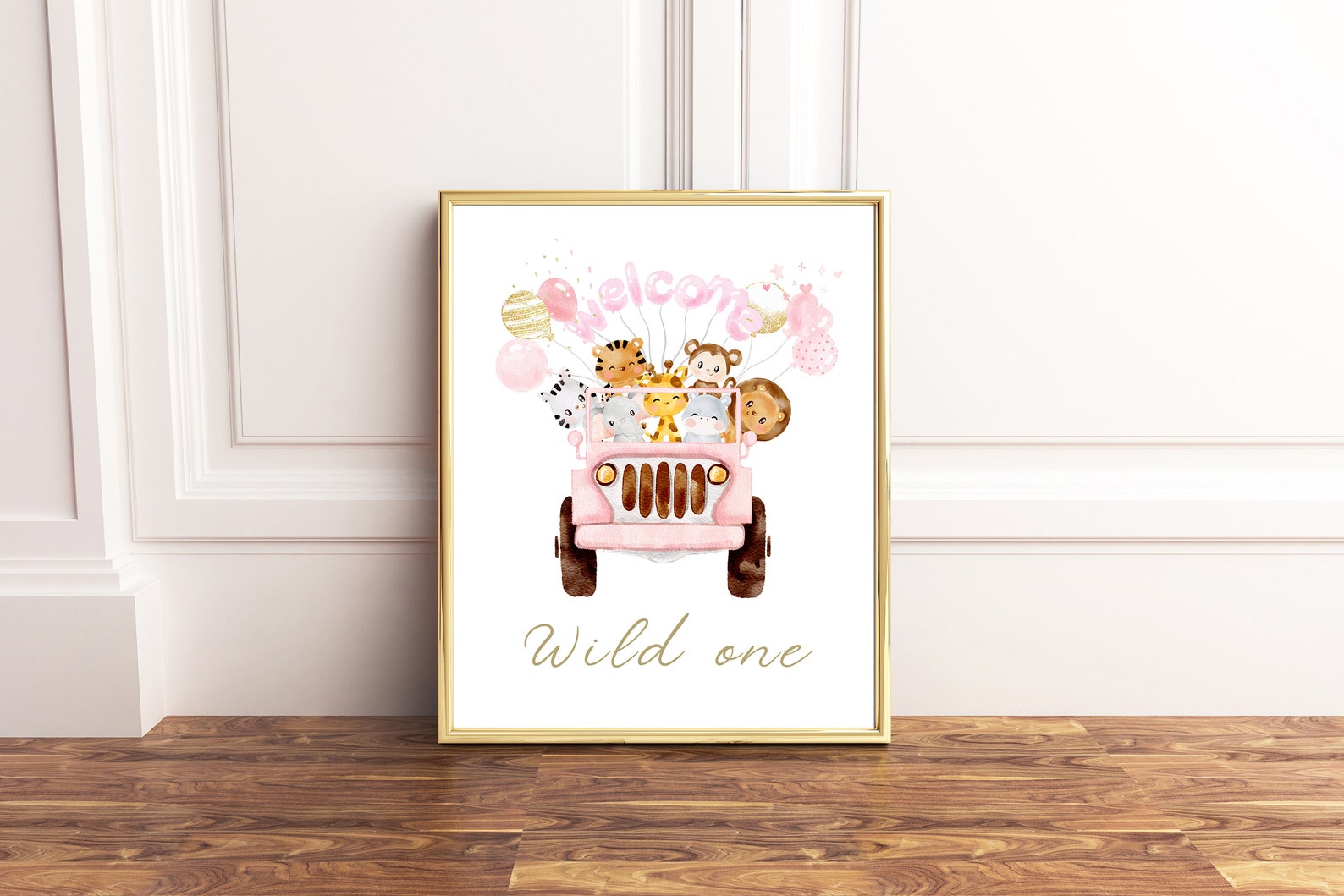 Pink Jungle Watercolor Animal Clipart Jungle Nursery Jungle | Etsy