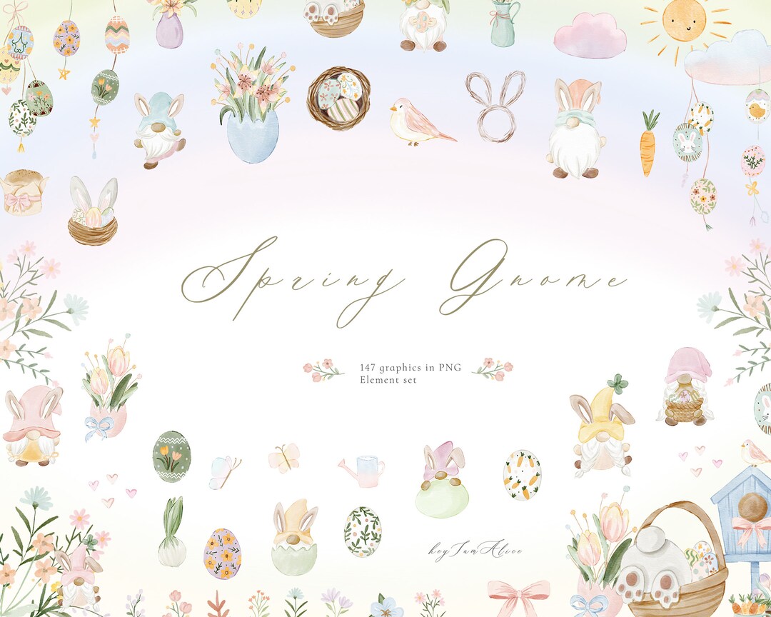 SPRING Gnome Clipart, Easter Clipart, Spring Easter Eggs, Spring ...