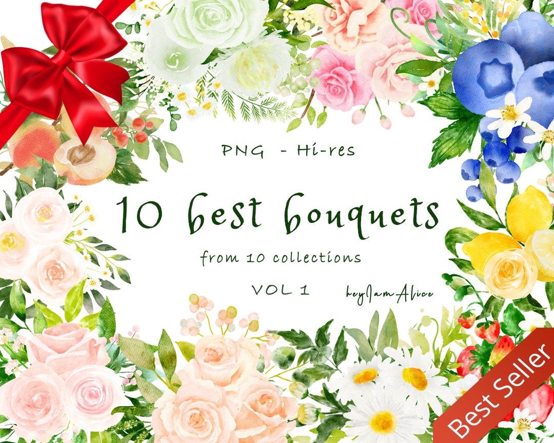 Flower Bouquet Watercolor Clipart, FREE COMMERCIAL Use, Floral Bouquet ...