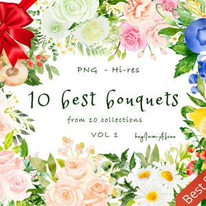 Flower Bouquet Watercolor Clipart FREE COMMERCIAL Use Floral - Etsy