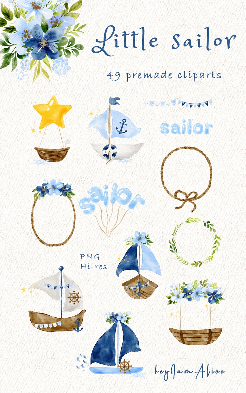 Sailor Watercolor Clipart Nautical Boy Clipart Free - Etsy