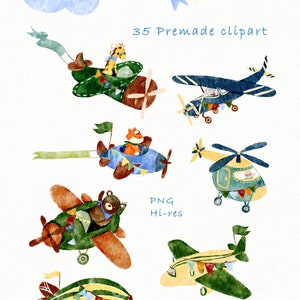 Watercolor Baby Boy Airplane Clipart, Animal Clipart, FREE COMMERCIAL ...