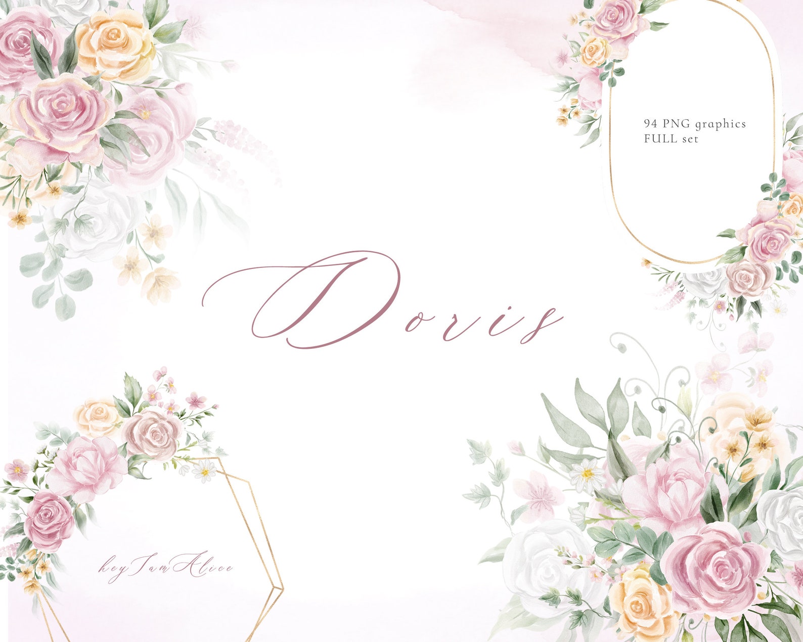 Pink Purple Flower Watercolor Clipart Soft Pink Floral PNG - Etsy