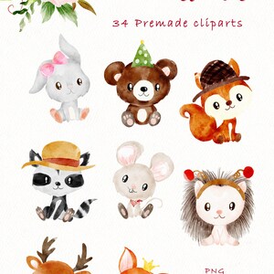 Baby Woodland Animal Clipart, Watercolor Little Animal, Free Commercial ...