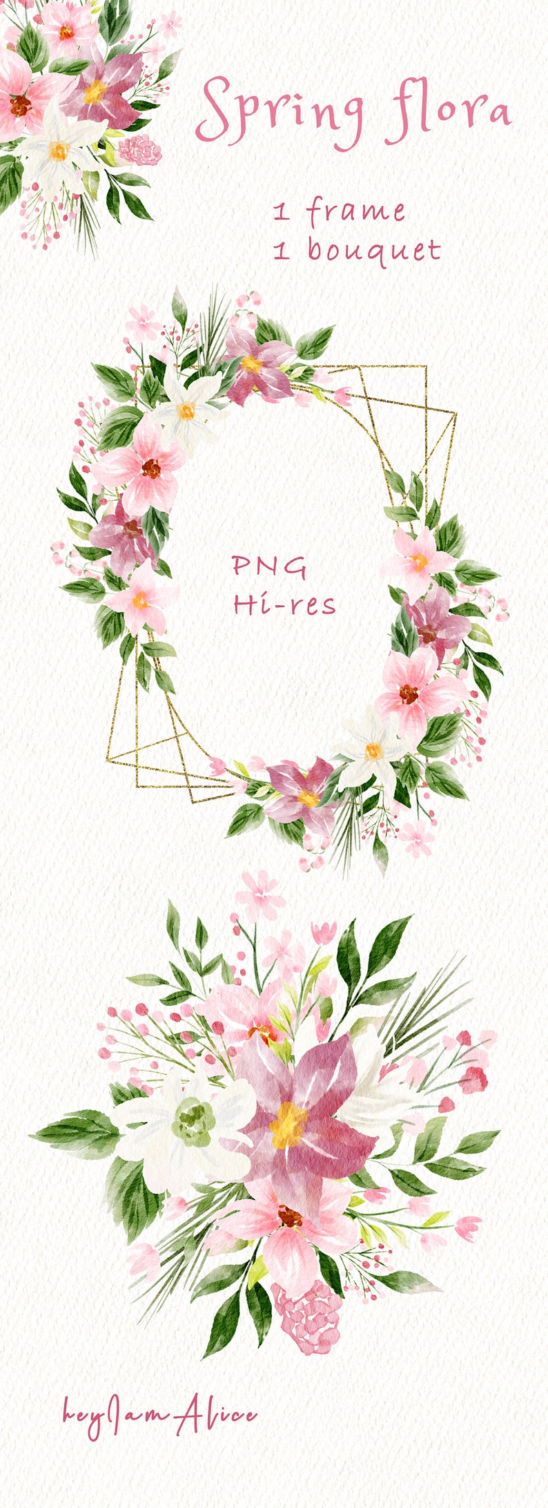 Pink Purple Flower Watercolor Clipart Soft Pink Floral PNG - Etsy