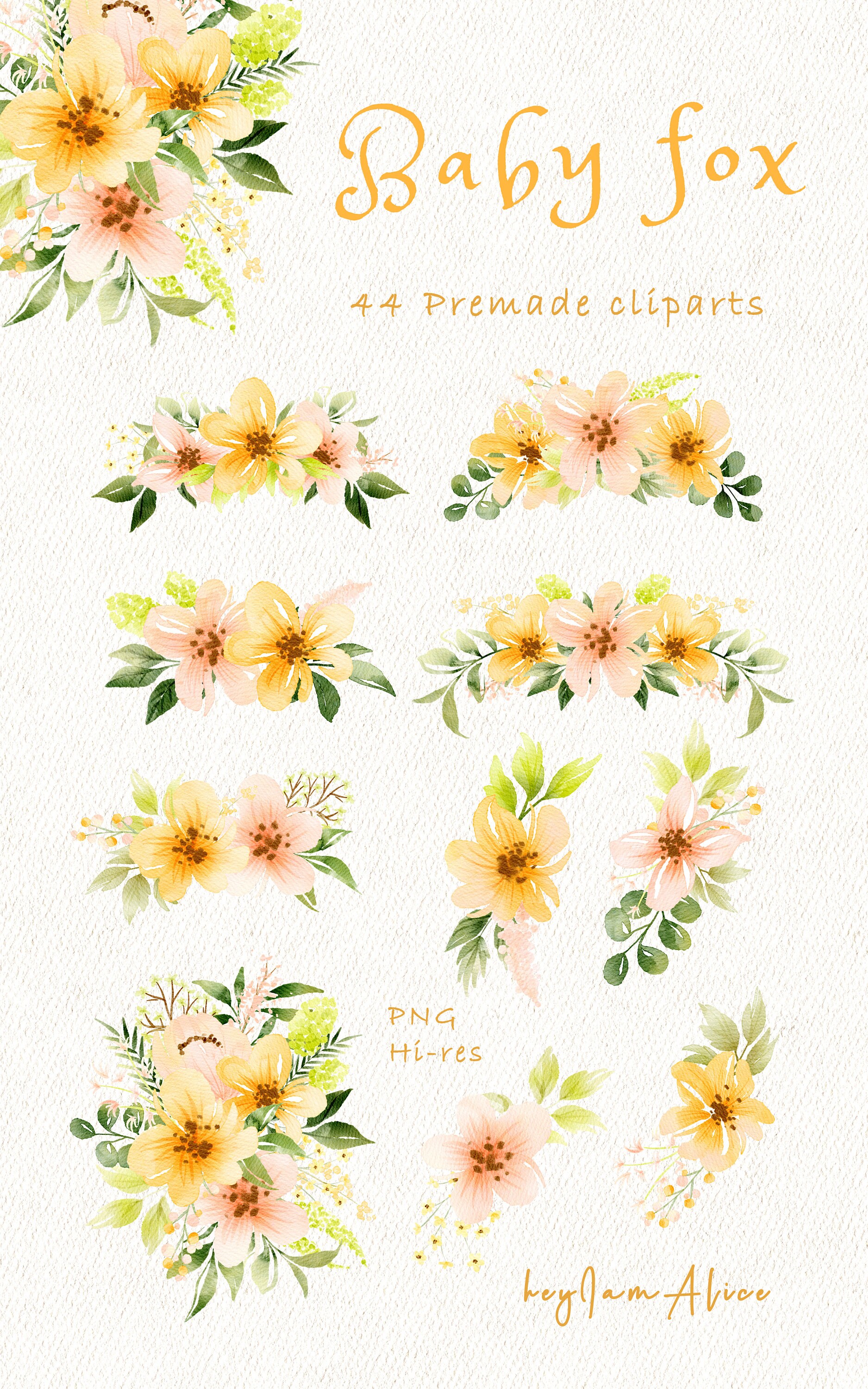 Baby Fox Watercolor Clipart Woodland Animal PNG FREE | Etsy