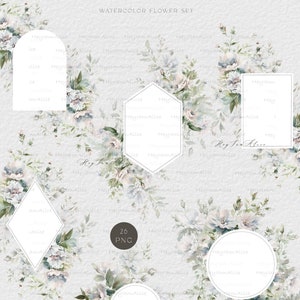 Soft Bloom Flower Watercolor Clipart, Glow Blue Elegant Floral PNG ...