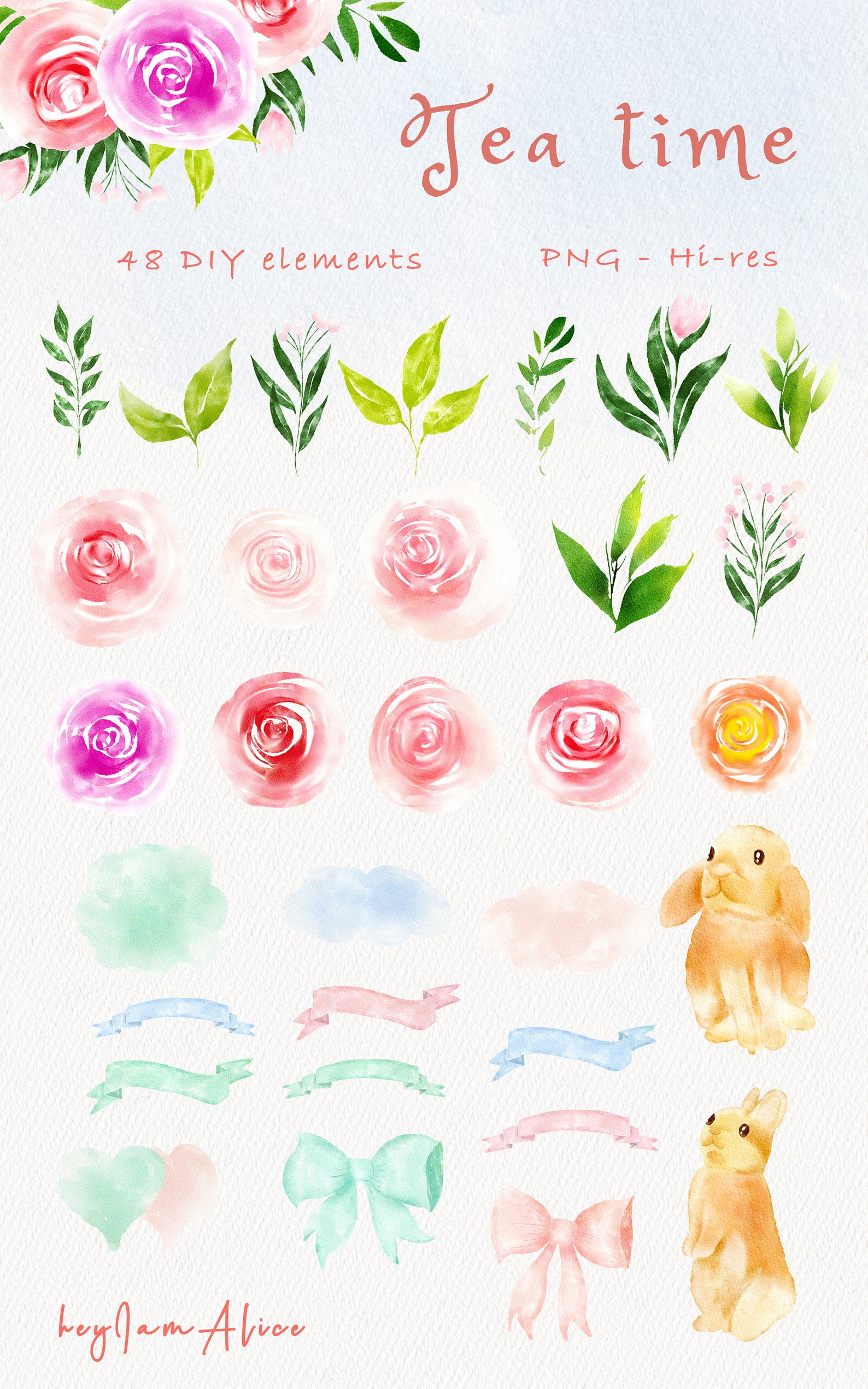 Tea Time Watercolor Clipart, FREE COMMERCIAL Use, Tea Party Clipart ...