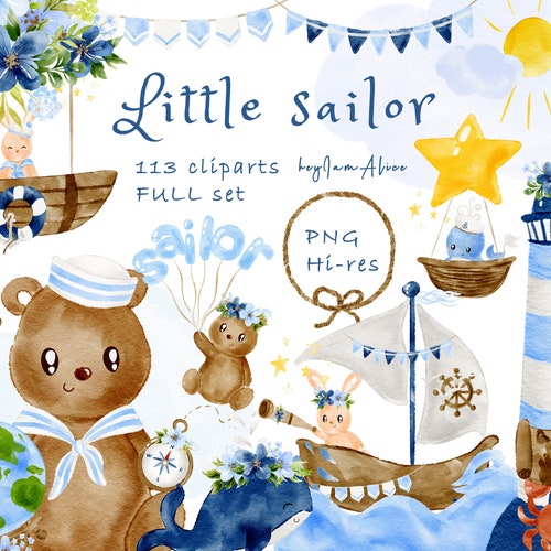 Sailor Watercolor Clipart Nautical Boy Clipart Free - Etsy