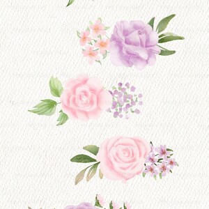 Pink Purple Flower Watercolor Clipart, Soft Pink Floral PNG, Wedding ...