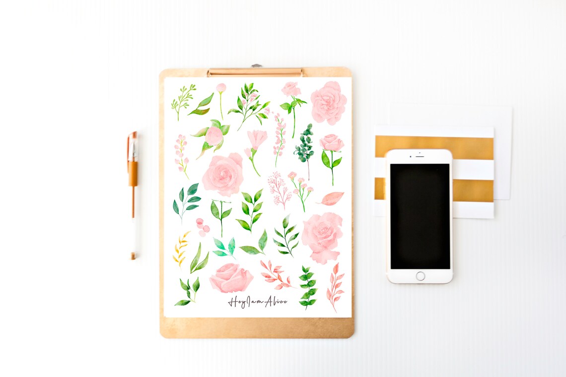 Pink Blush Digital Sticker Printable Sticker Sheet - Etsy