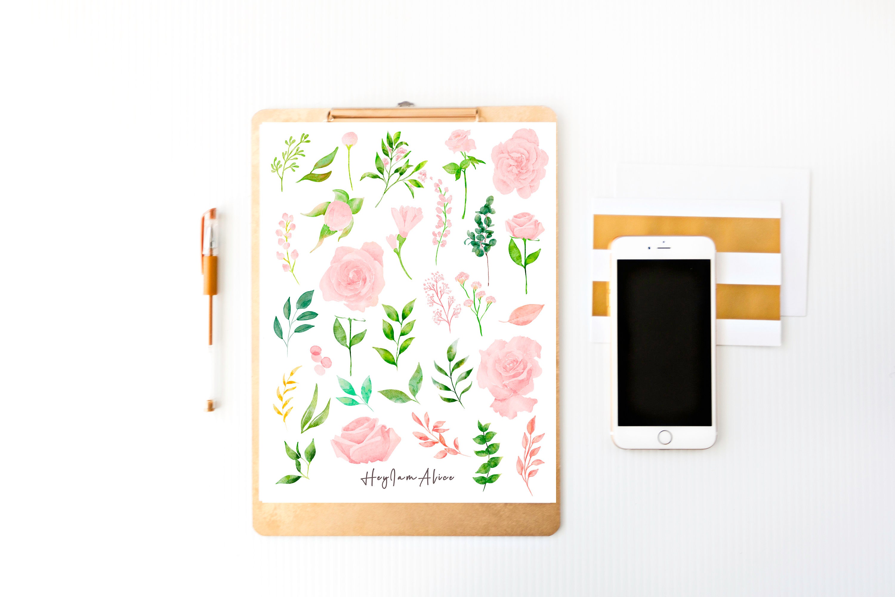 Pink Blush Digital Sticker Printable Sticker Sheet - Etsy