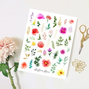 May Flower Digital Sticker, PRINTABLE Sticker Sheet, Watercolor Digital ...
