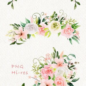 Peach Pink Watercolor Flower Clipart, FREE COMMERCIAL Use, Greenery ...