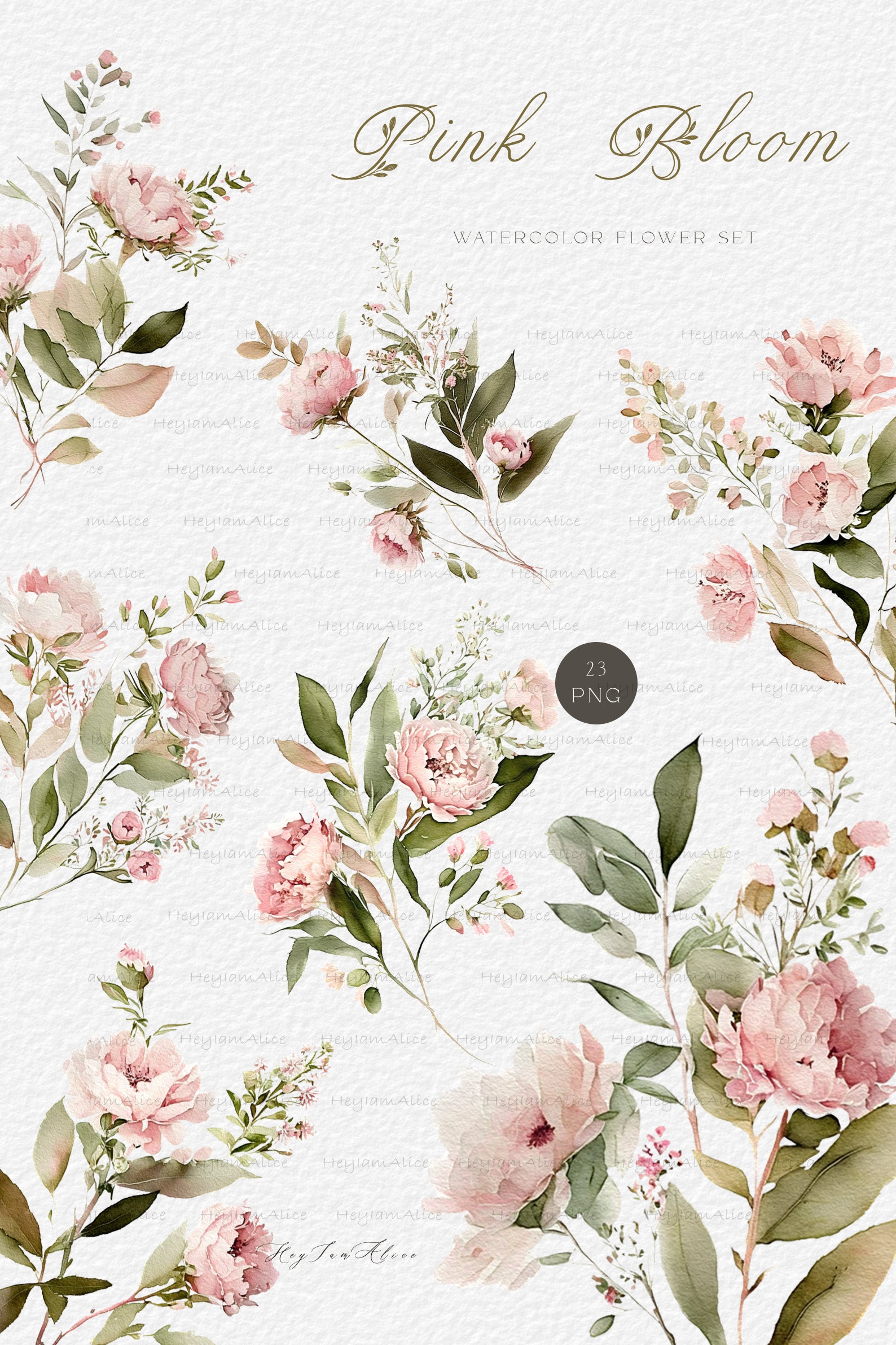 Pink Blossom Flower Watercolor Clipart, Soft Pink Delicate PNG, Floral ...
