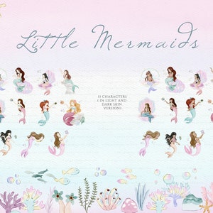 Mermaid Clipart, Little Mermaid Watercolor Graphic, Nursery Clipart ...