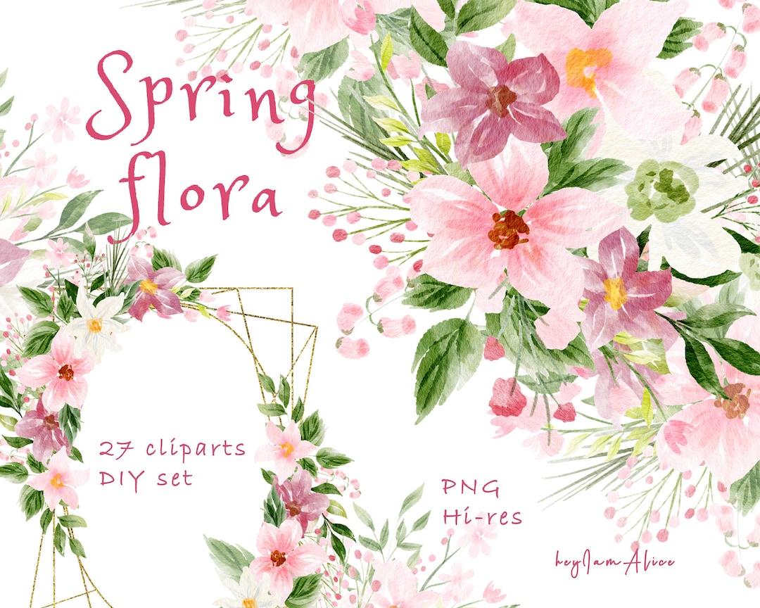 Pink Purple Flower Watercolor Clipart, Soft Pink Floral PNG, Free ...