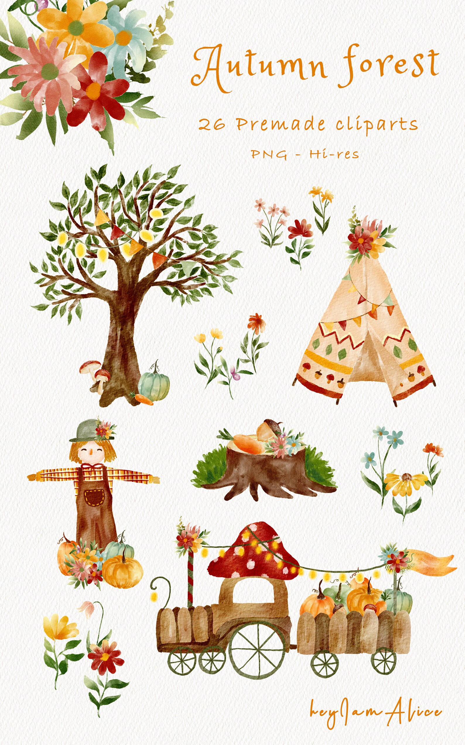 Autumn Forest Clipart Fall Woodland Animal Clipart FREE - Etsy