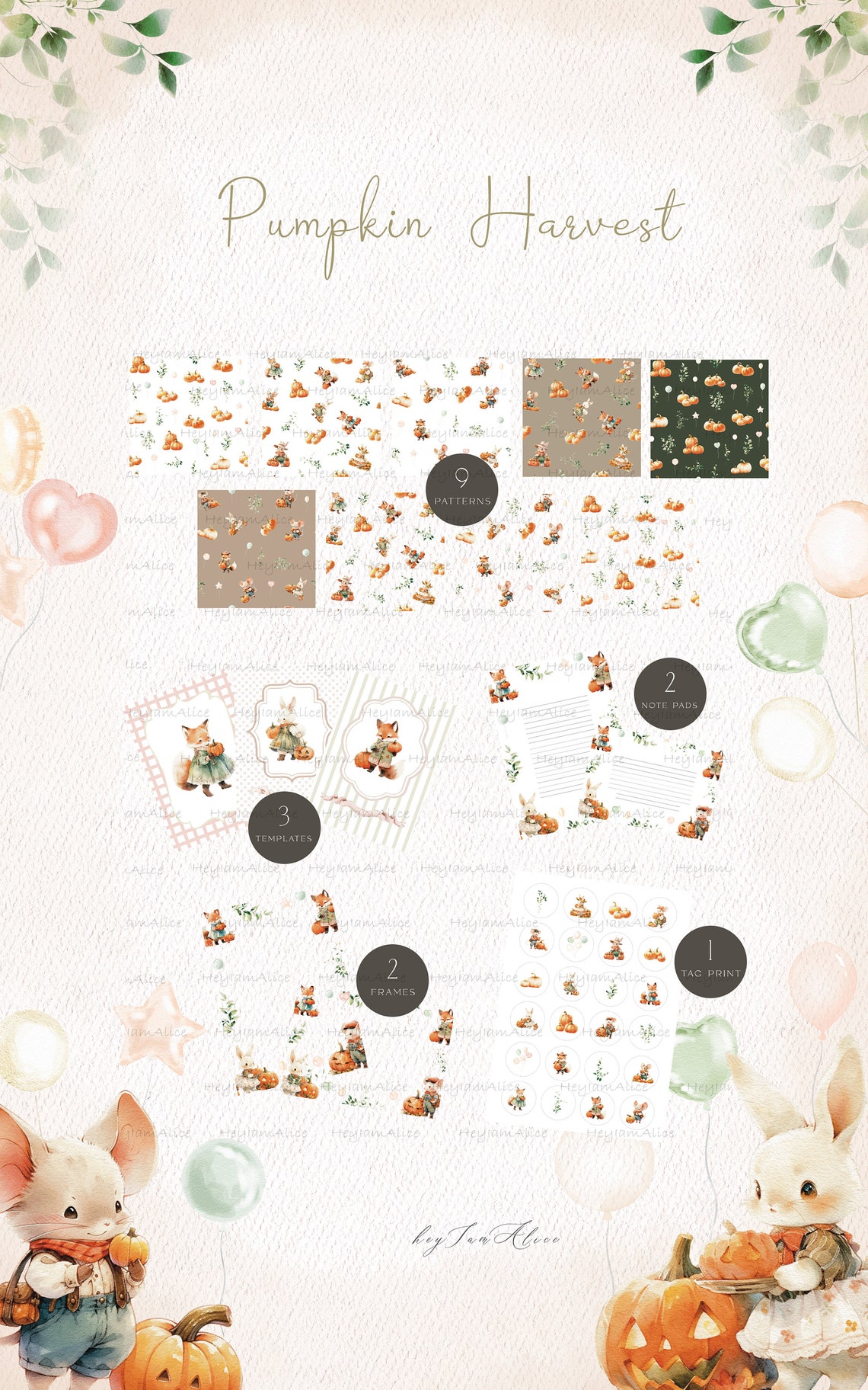 Autumn Forest Animal Clipart PNG, Fall Woodland Animal Clipart, Pumpkin ...