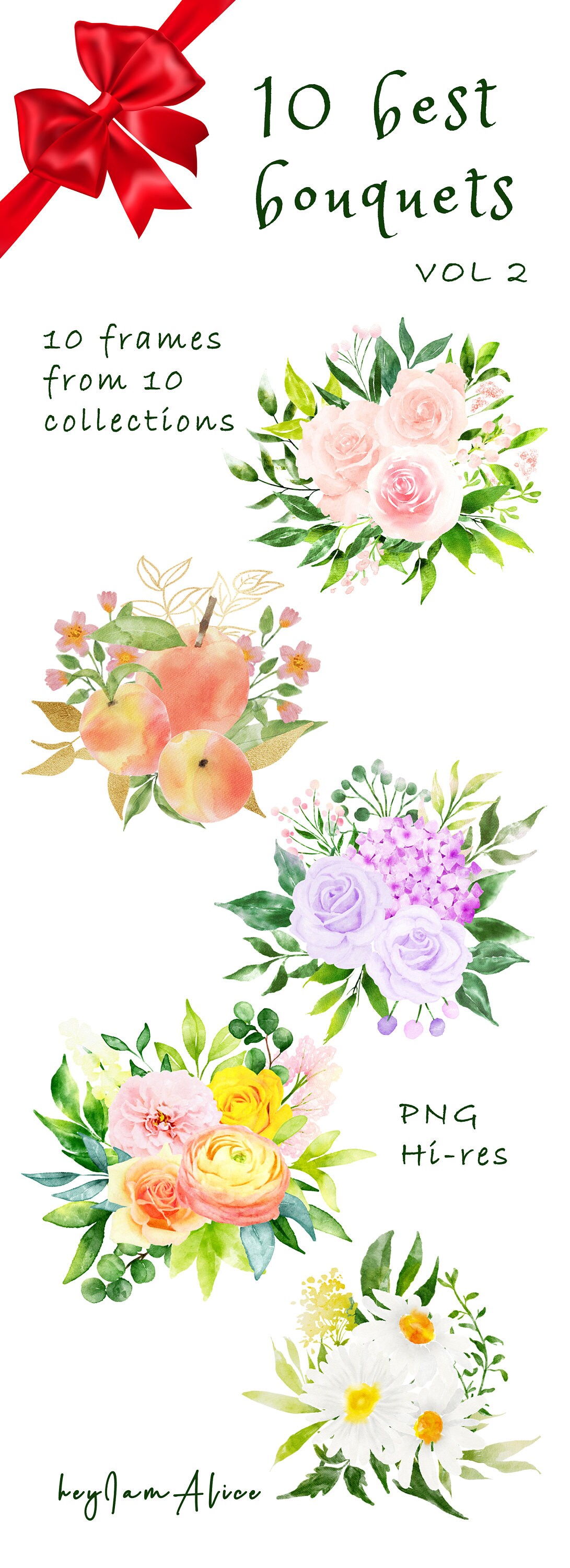 Flower Bouquet Watercolor Clipart FREE COMMERCIAL Use Floral - Etsy