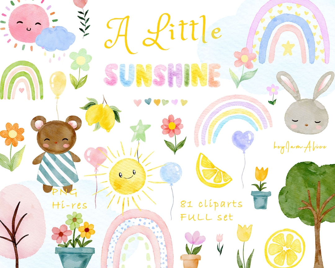 Baby Nursery Clipart, Boho Rainbow, Sun and Cloud, Graphics for Kid ...
