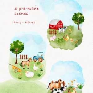 Farm Animals Watercolor Clipart, Cute Farm Clipart, FREE COMMERCIAL Use ...