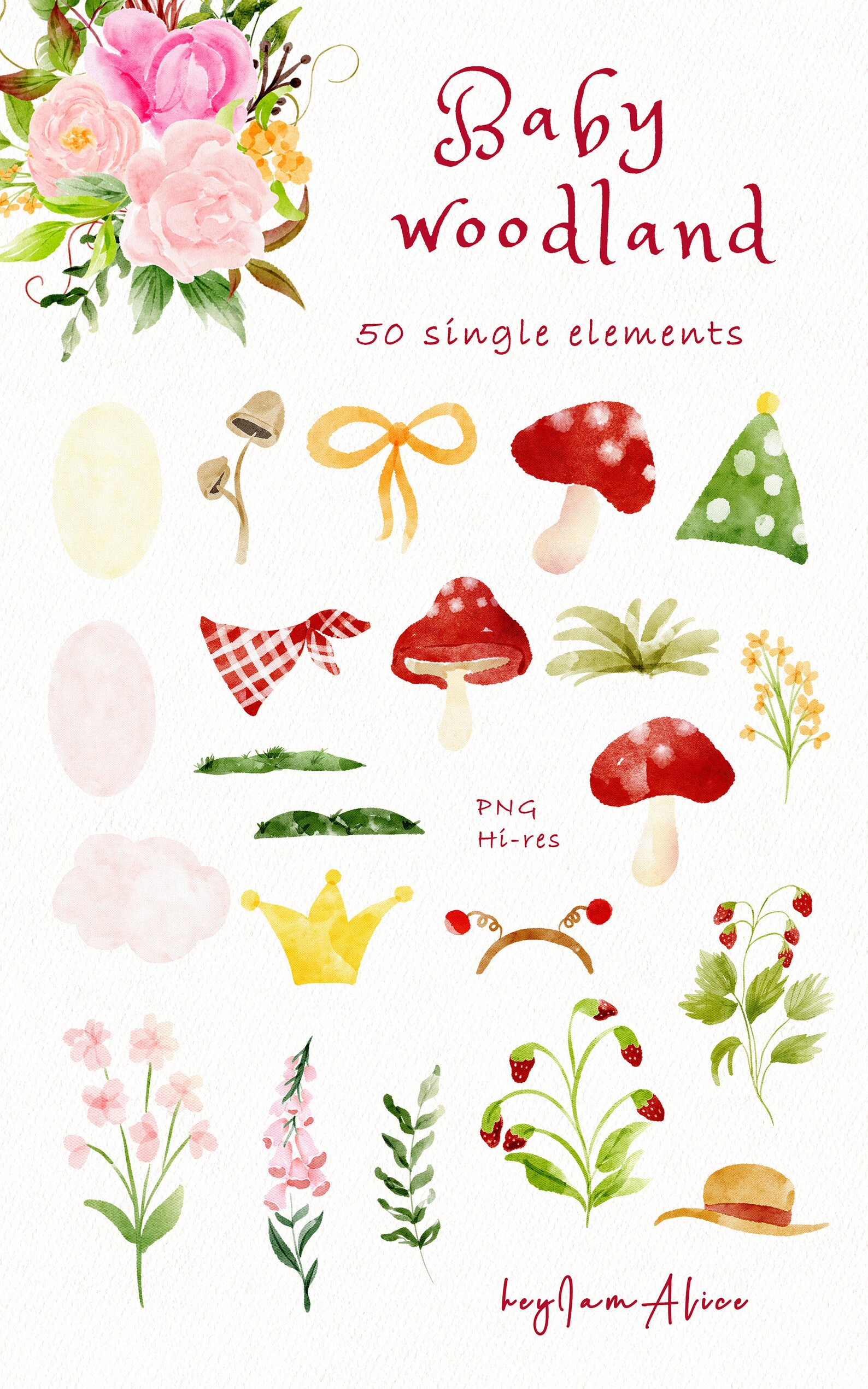 Baby Woodland Animal Clipart Watercolor Little Animal Free - Etsy