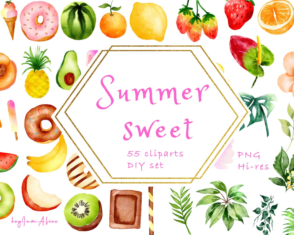 Dessert watercolor clipart summer drink clipart FREE | Etsy