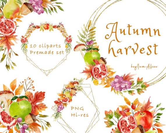 Watercolor Autumn Clipart Fall Clipart FREE COMMERCIAL Use - Etsy