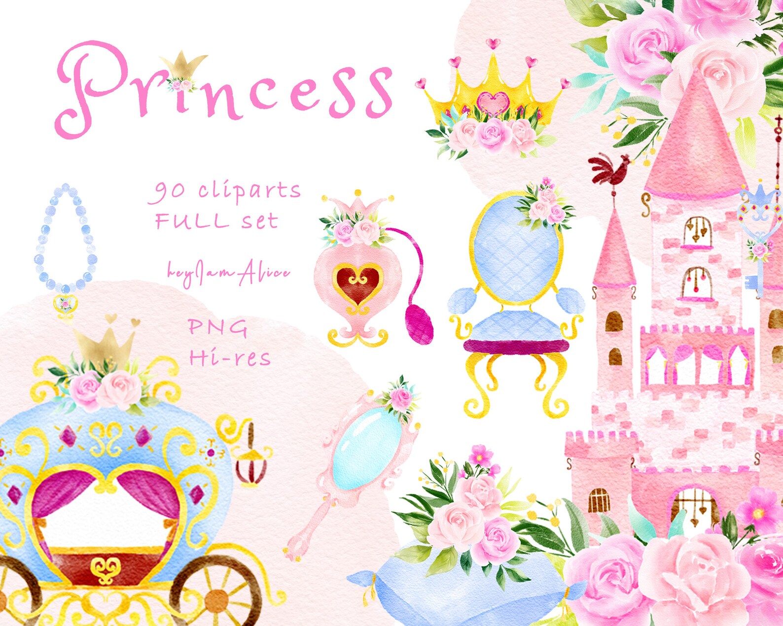 Princess Watercolor Clipartfree COMMERCIAL Use Nursery | Etsy