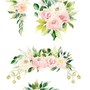 Peach Pink Watercolor Flower Clipart, FREE COMMERCIAL Use, Greenery ...
