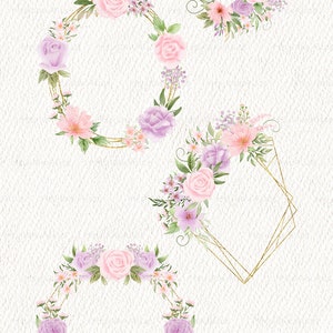 Pink Purple Flower Watercolor Clipart, Soft Pink Floral PNG, Wedding ...