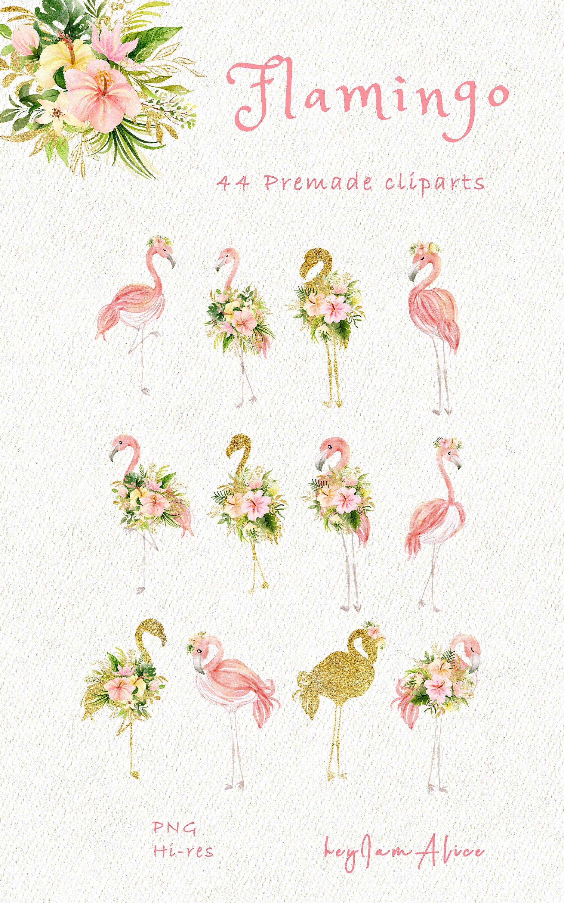 Tropical Flamingo Watercolor Clipart Pink Flamingo PNG - Etsy
