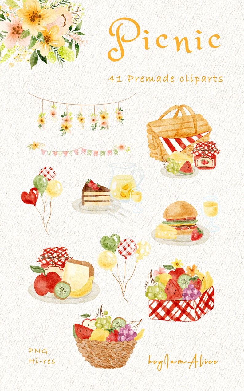 Picnic Woodland Animal Watercolor Clipart, Forest Baby Nursery, Cute ...