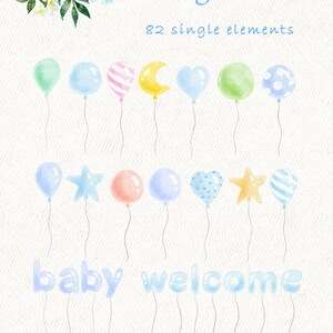 Welcome Baby Watercolor Clipart, Baby Animal, Nursery Blue, Gender ...