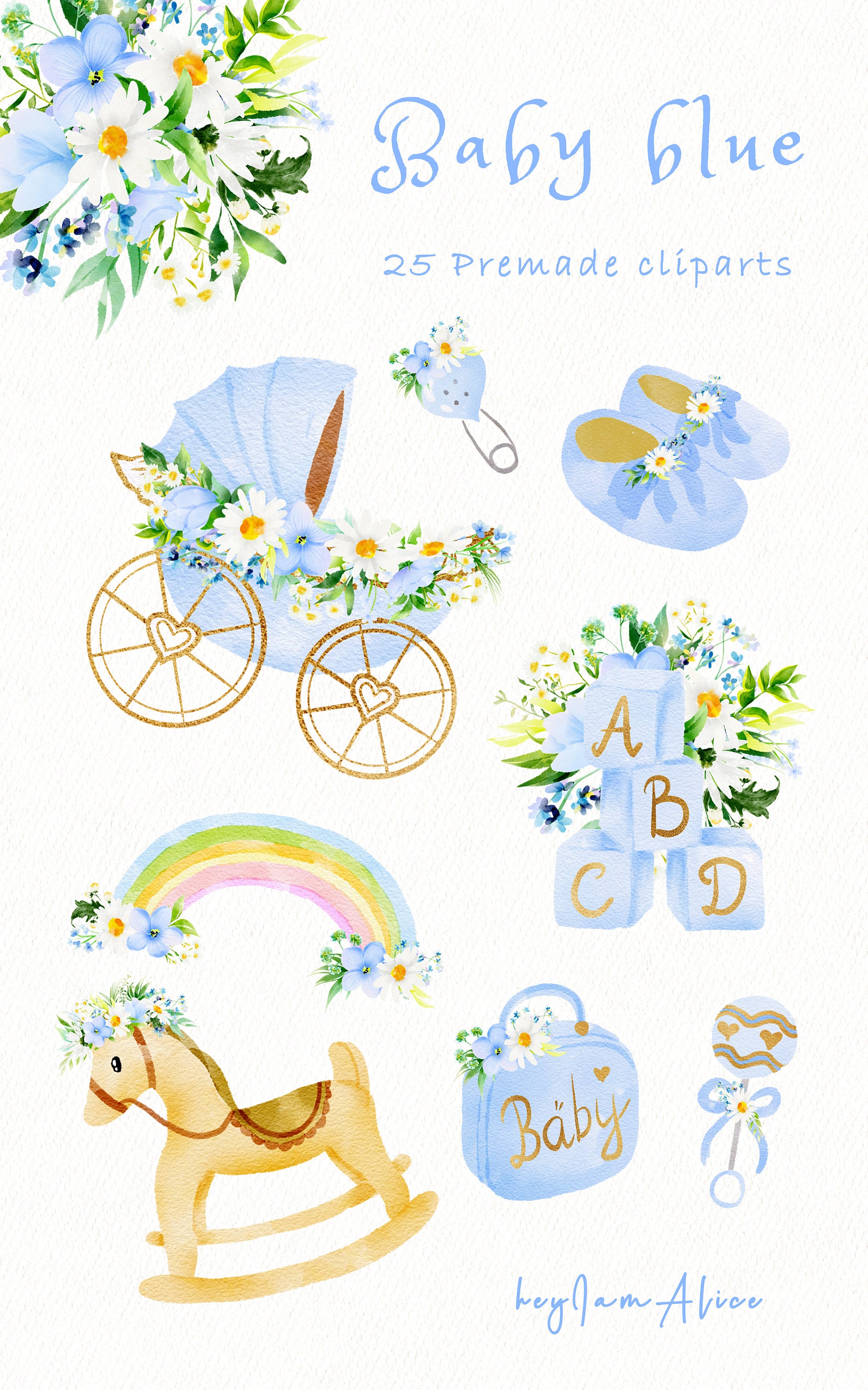 Baby blue clipart blue watercolor newborn PNG FREE | Etsy