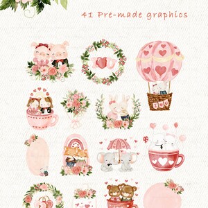 Valentine Watercolor Clipart PNG, Animal Couple Graphic PNG, Love ...
