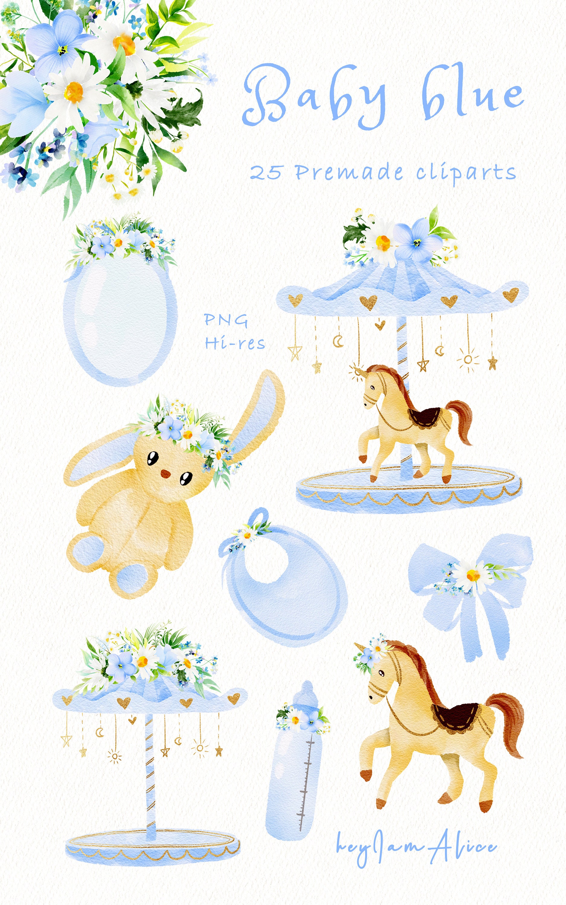 Baby blue clipart blue watercolor newborn PNG FREE | Etsy