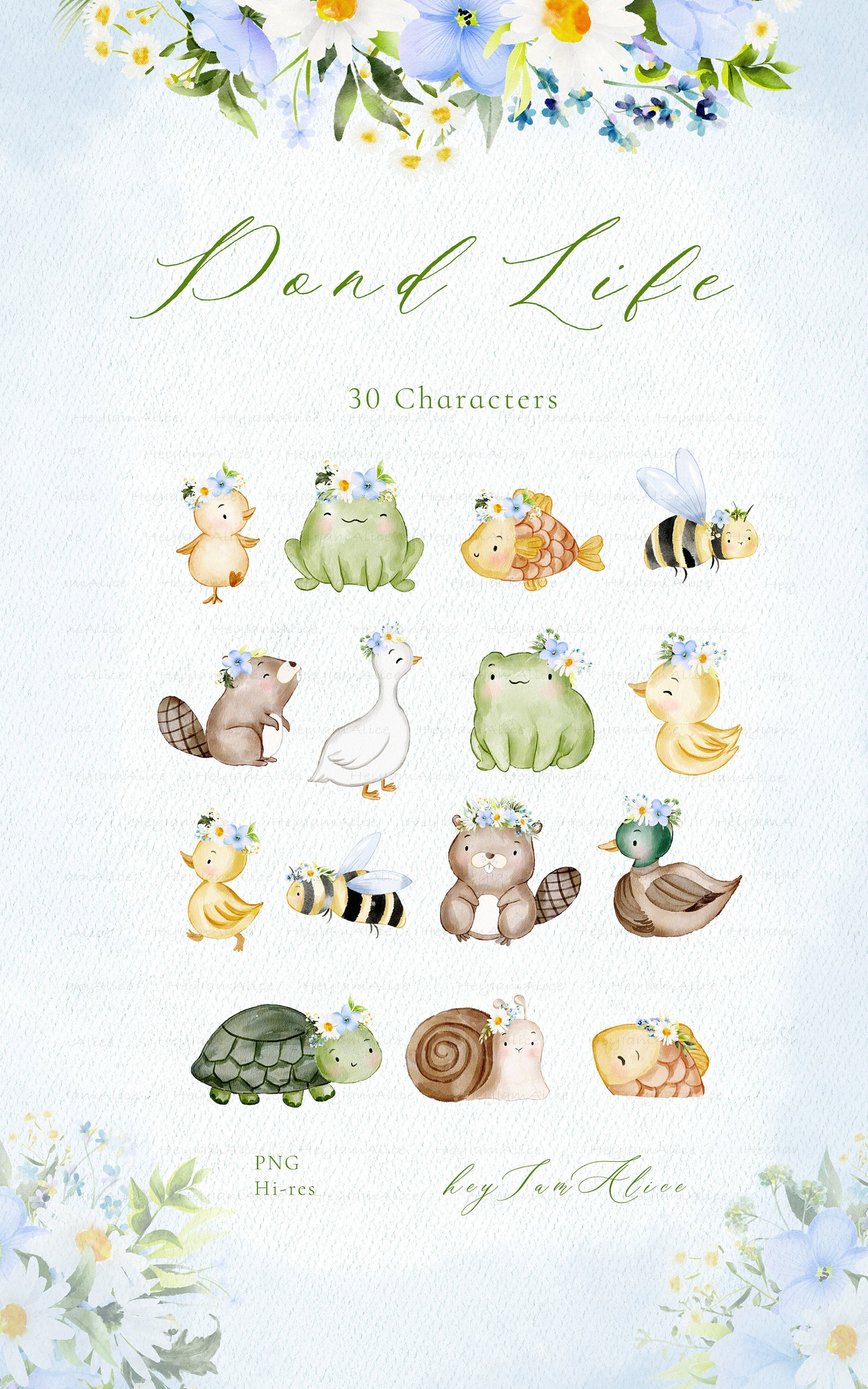 Pond Life Clipart, Frog PNG Graphic, Frog Princess PNG, Duck Pond Baby ...