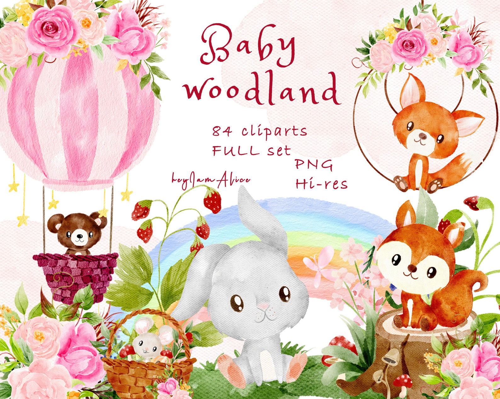 Baby Woodland Animal Clipart, Watercolor Little Animal, Free Commercial ...
