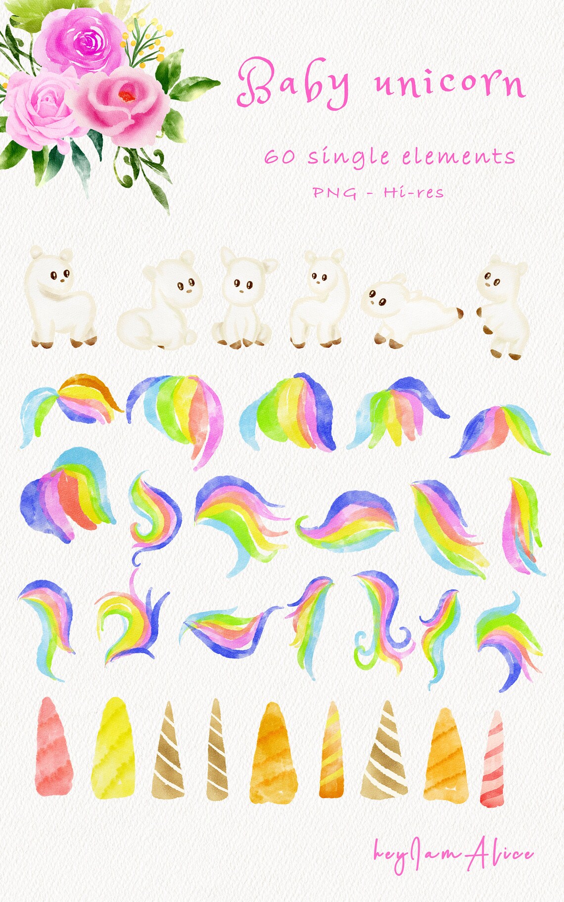 Unicorn Clipart Pony Clipart FREE COMMERCIAL Use Watercolor - Etsy