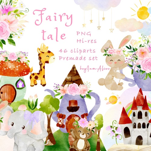Fairy Tale Watercolor Clipart Princess Clipart Magic - Etsy